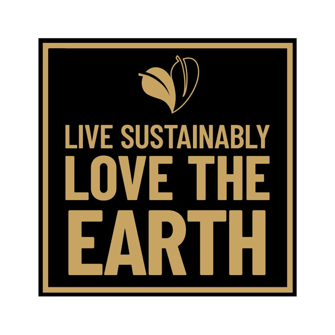Signs ByLITA Square Live Sustainably, Love the Earth Sign (Black Gold ...