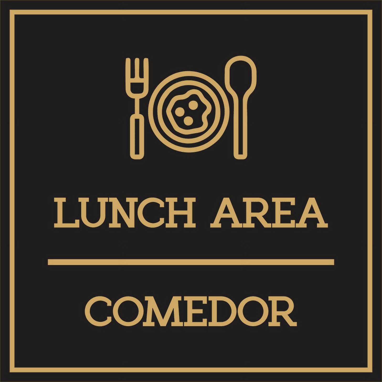 Signs ByLITA Square Lunch Area Door or Wall Sign | Spanish Bilingual ...