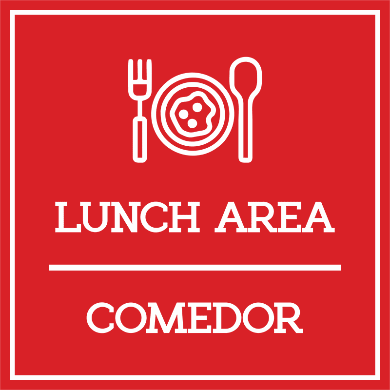 Signs ByLITA Square Lunch Area Door or Wall Sign | Spanish Bilingual ...