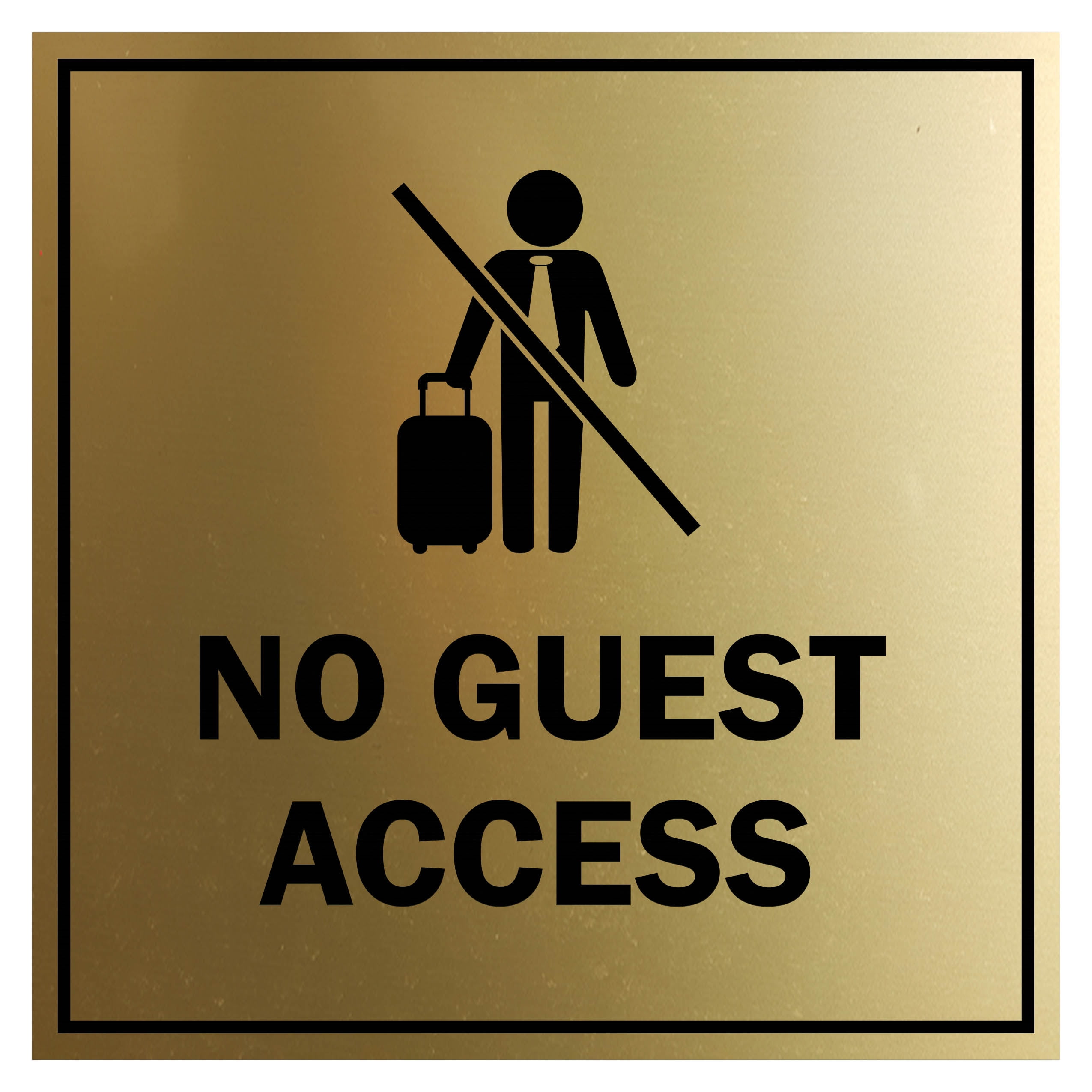 Signs ByLITA Square No Guest Access (Stick Man) Sign (Brushed Gold ...