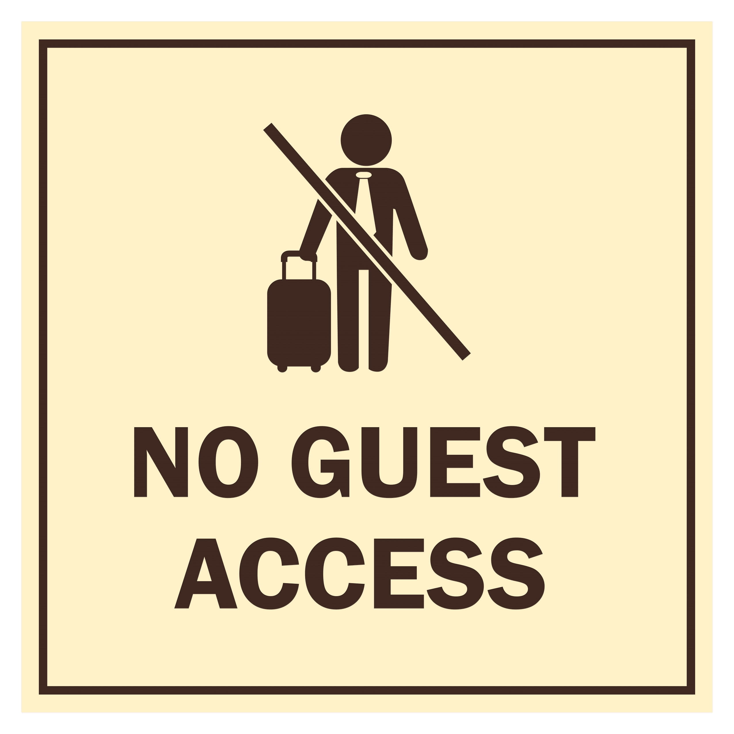 Signs ByLITA Square No Guest Access (Stick Man) Sign (Ivory/Dark Brown ...