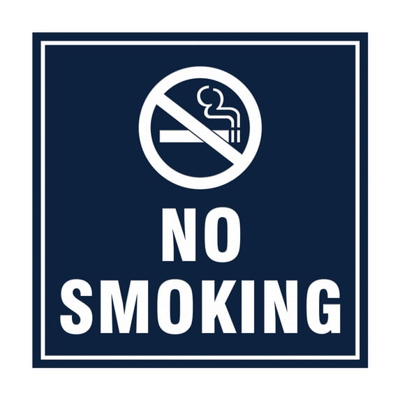 Signs ByLITA Square No Smoking Sign (Navy Blue / White) - Small 4 x 4 ...