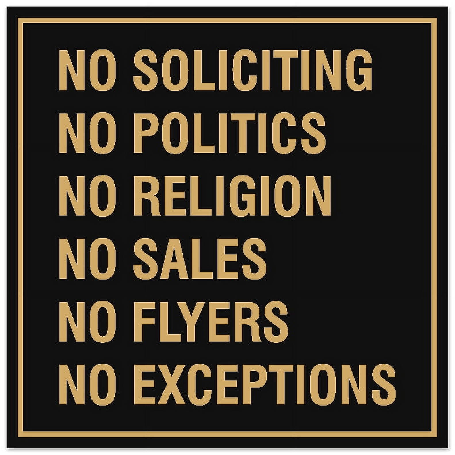 Signs ByLITA Square No Soliciting No Politics Sign - Easy Installation ...