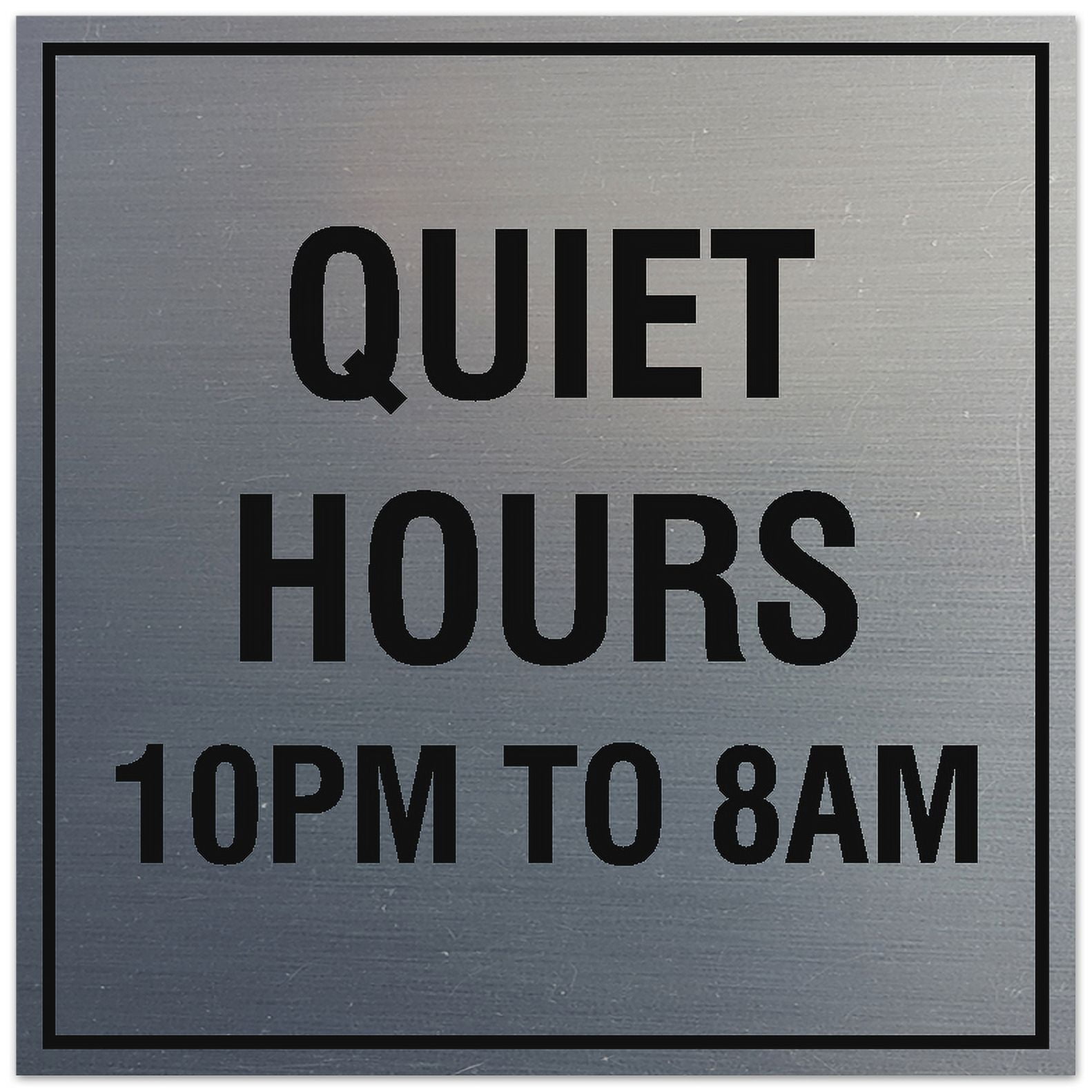 Signs ByLITA Square Quiet Hours 10PM to 8AM Sign - Easy Installation ...