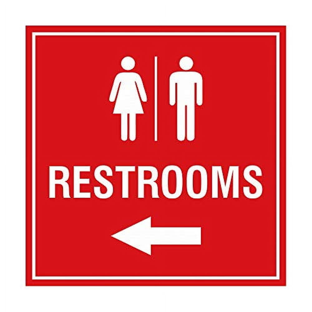 Signs ByLITA Square Restrooms left Sign with Adhesive Tape (Red ...