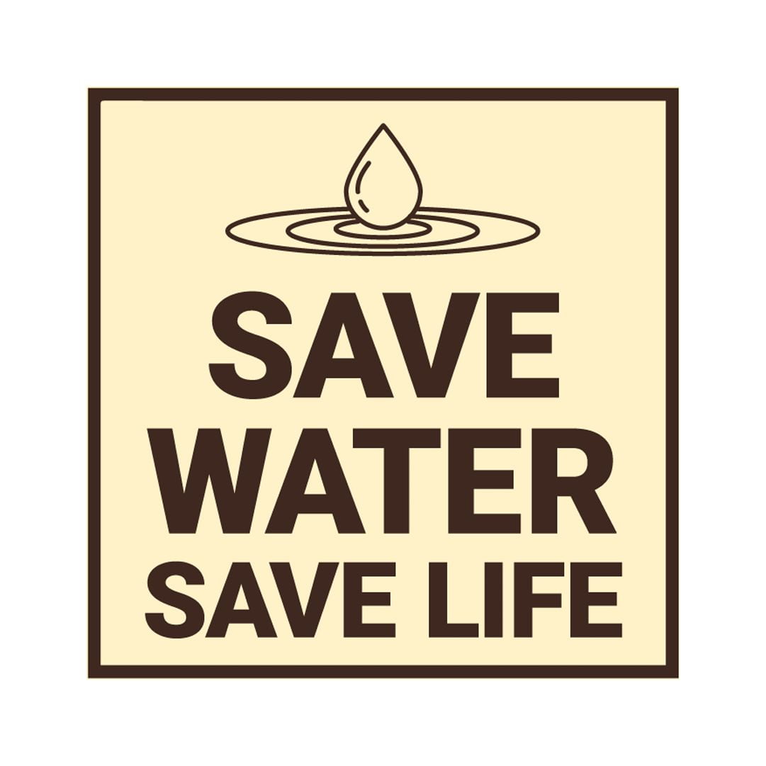Signs ByLITA Square Save Water, Save Life Sign (Ivory/Dark Brown ...