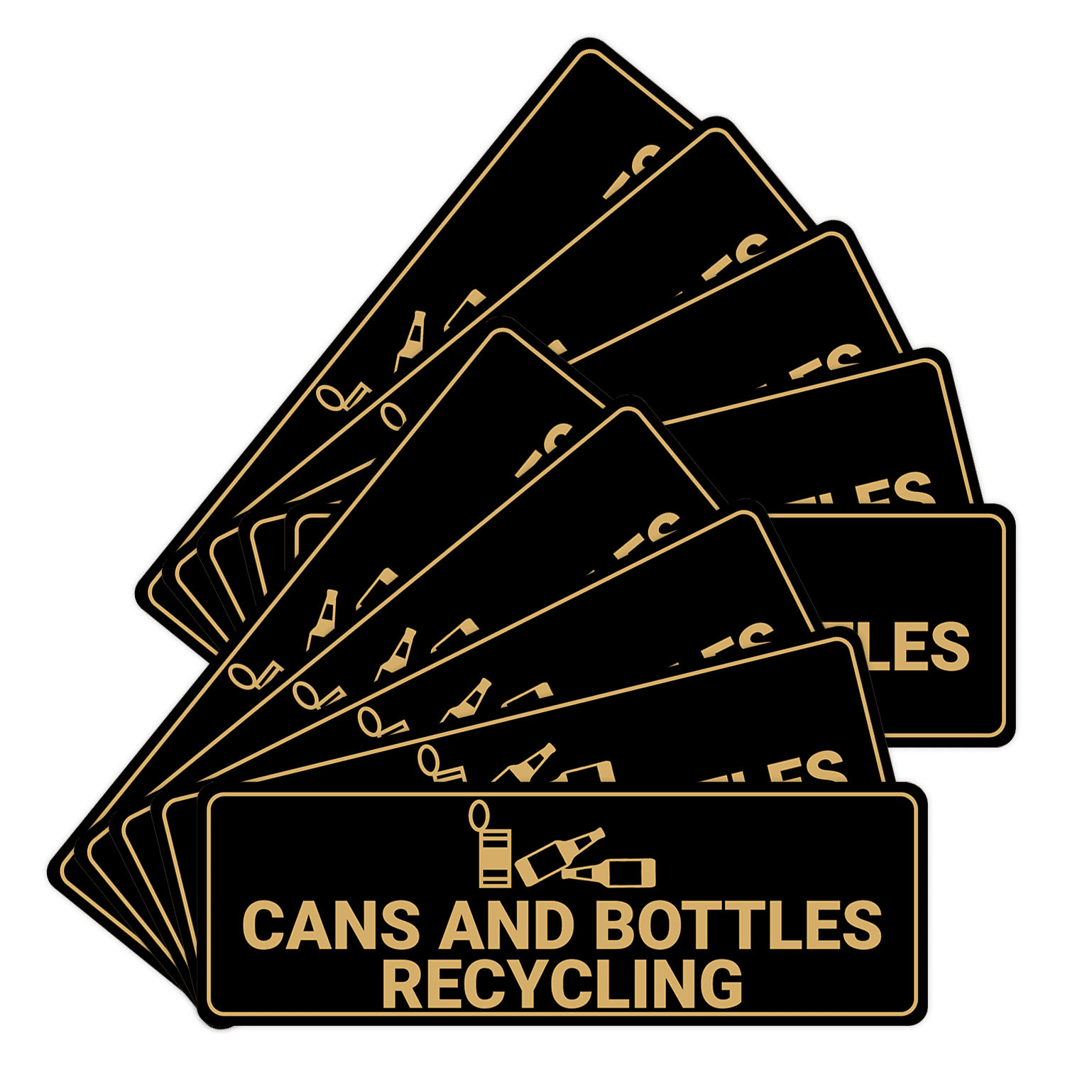 Signs ByLITA Standard Cans and Bottles Recycling Sign (Black Gold ...