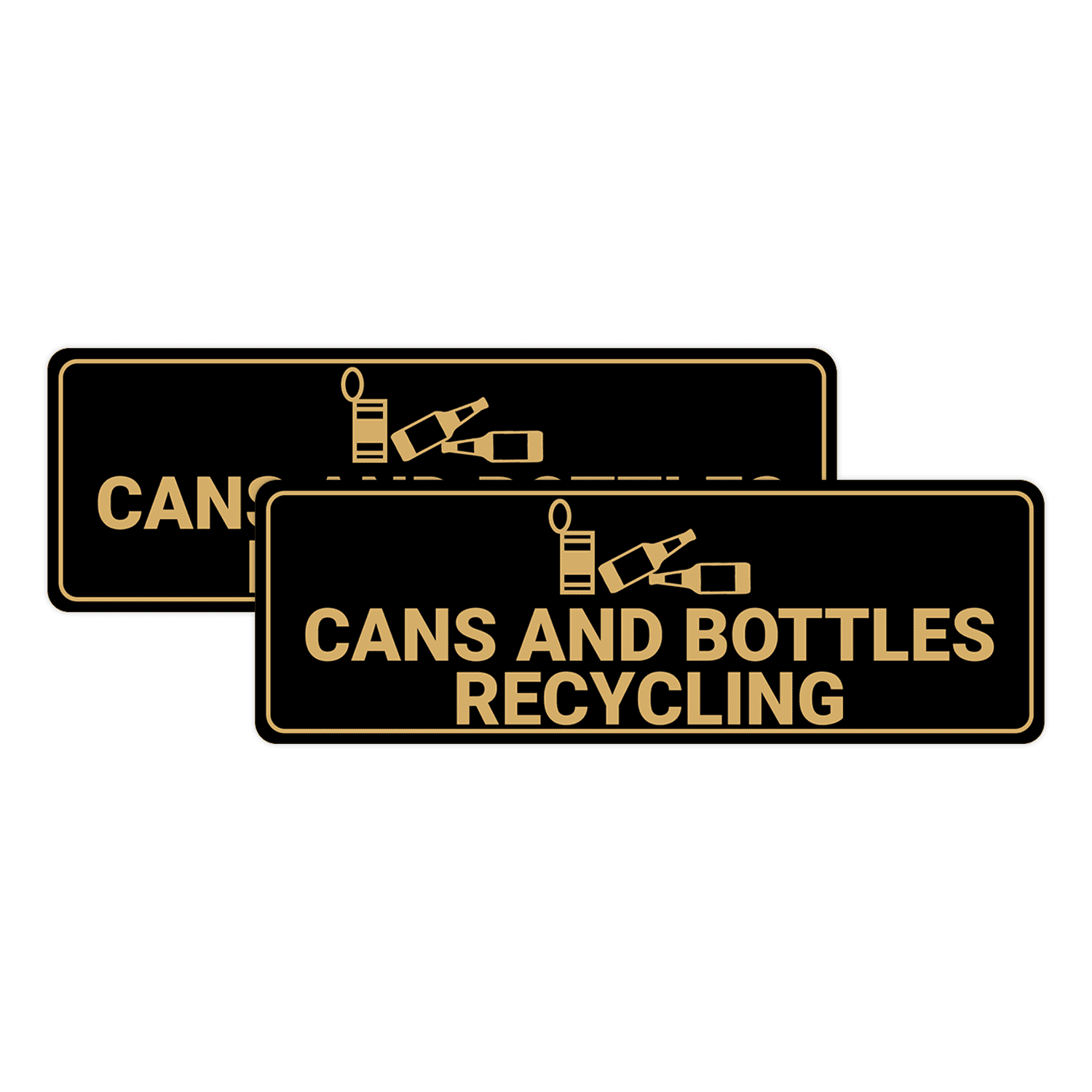 Signs ByLITA Standard Cans and Bottles Recycling Sign (Black Gold ...