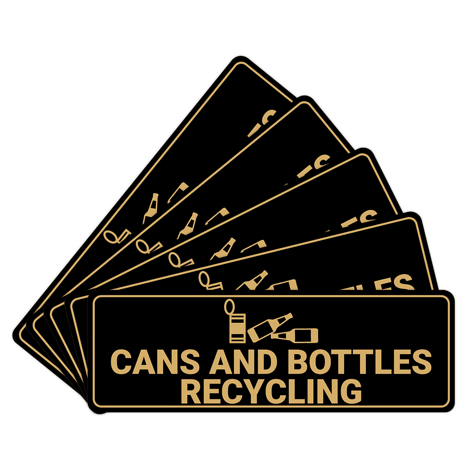 Signs ByLITA Standard Cans and Bottles Recycling Sign (Black Gold ...