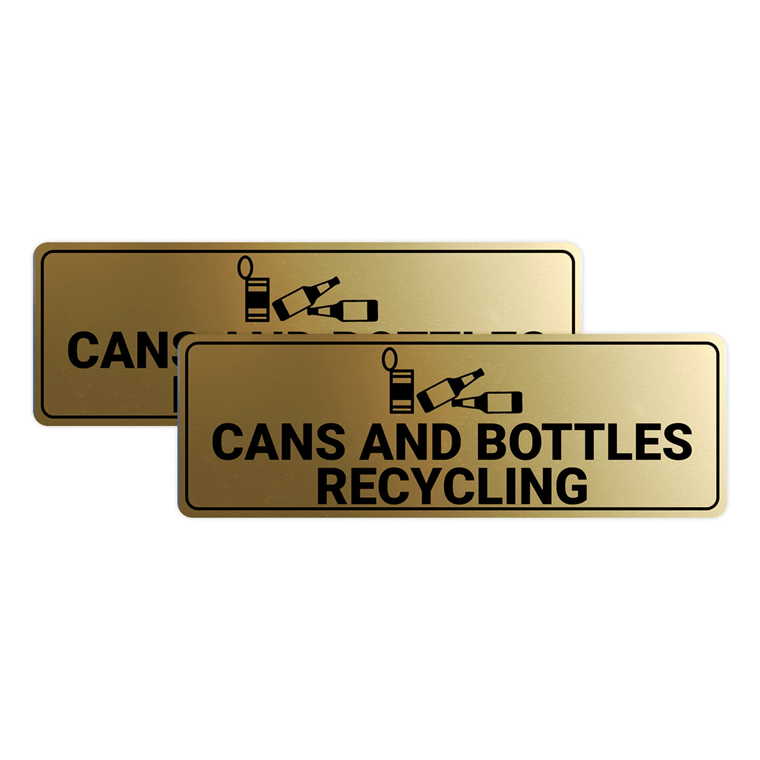 Signs ByLITA Standard Cans and Bottles Recycling Sign (Brushed Gold ...