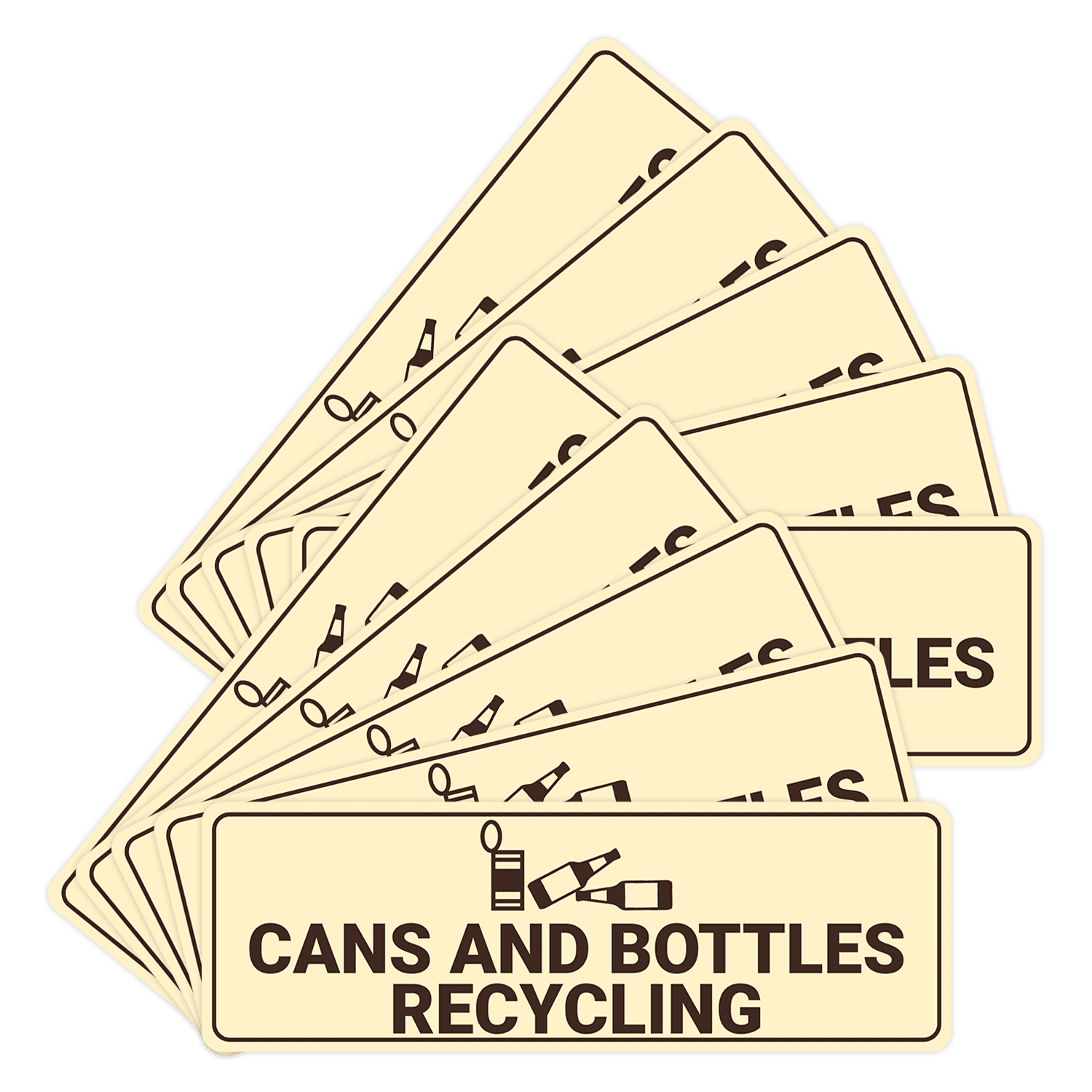 Signs ByLITA Standard Cans and Bottles Recycling Sign (Ivory/Dark Brown ...