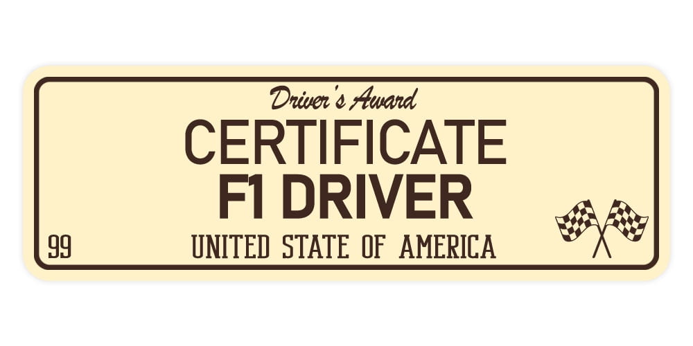 Signs ByLITA Standard Certificate F1 Driver Sign (Ivory/Dark Brown ...