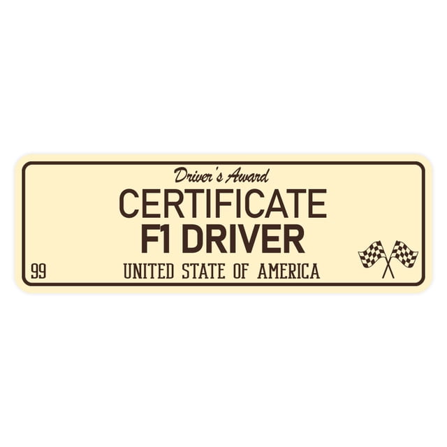 Signs ByLITA Standard Certificate F1 Driver Sign (Ivory/Dark Brown ...