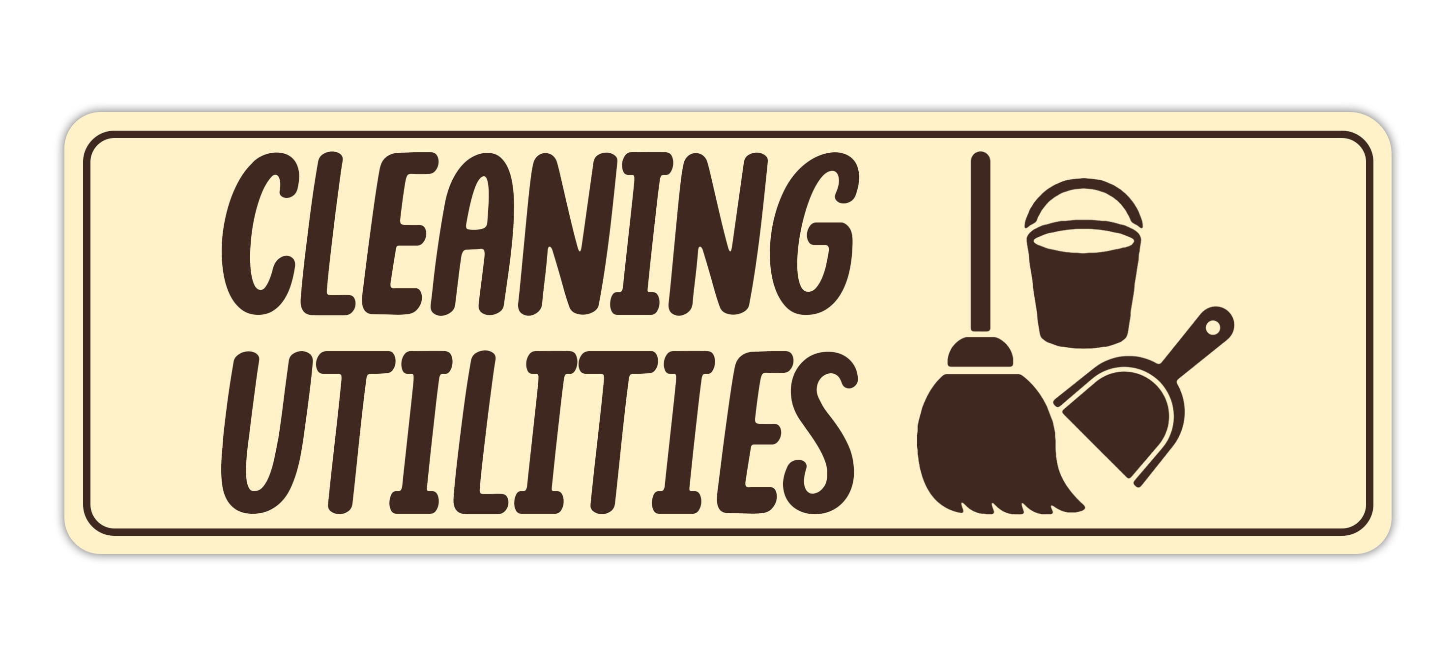 Signs ByLITA Standard Cleaning Utilities Sign (Ivory/Dark Brown ...