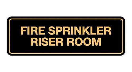 Signs ByLITA Standard Fire Sprinkler Riser Room Sign (Black/Gold ...