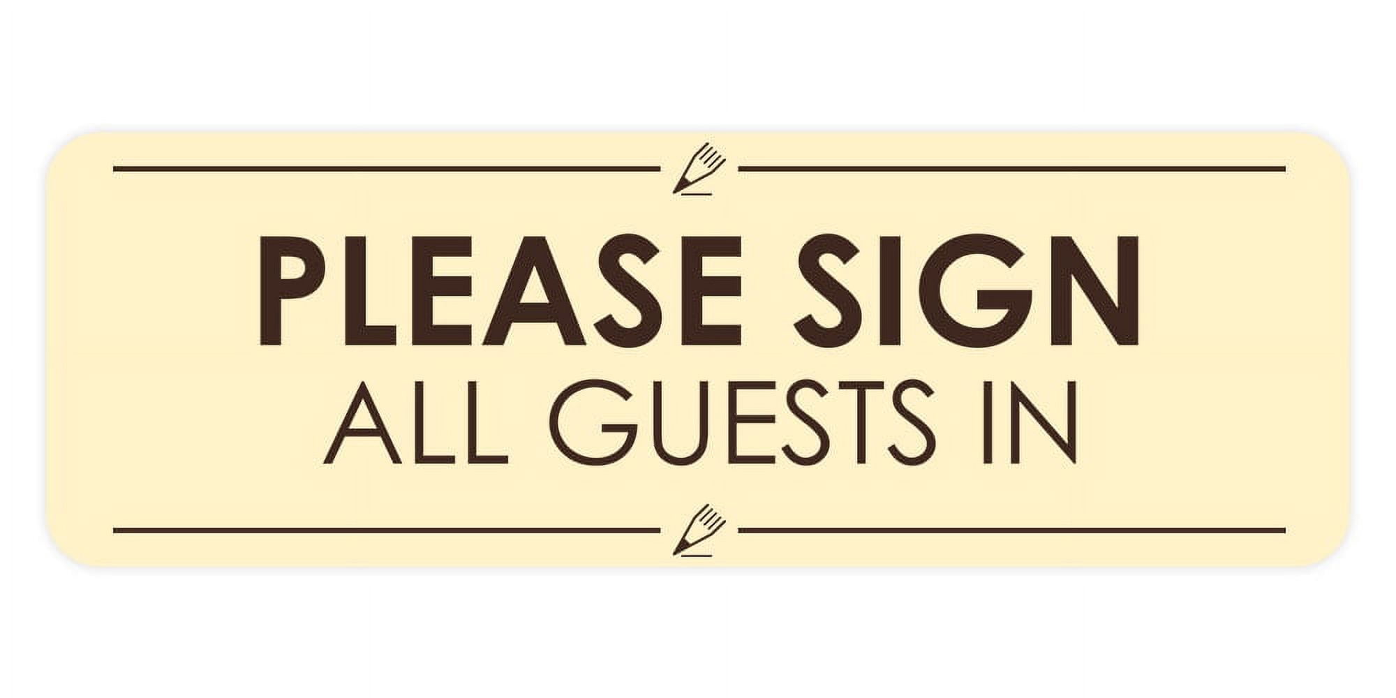 Signs ByLITA Standard Please Sign All Guests In Door or Wall Sign Easy ...