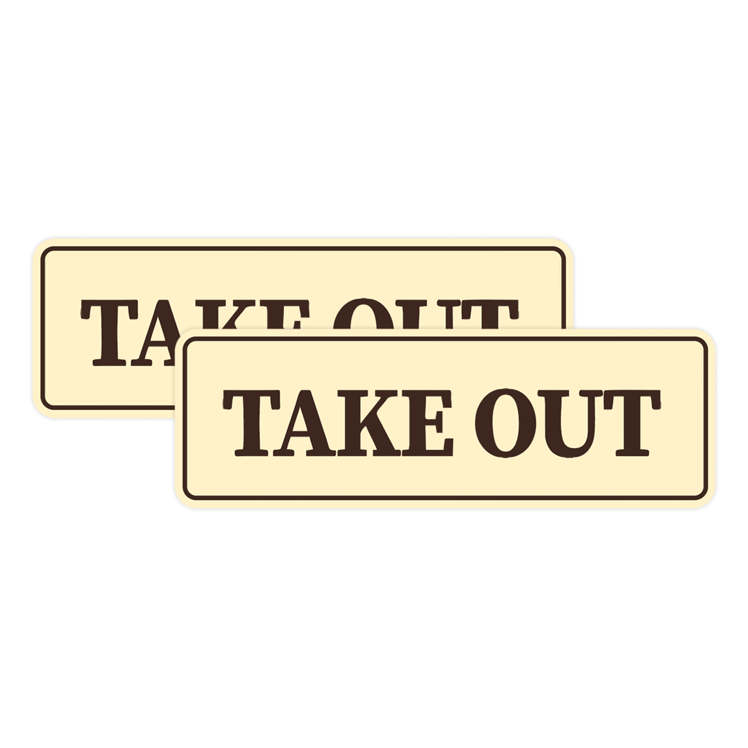 Signs ByLITA Standard Take Out Sign (Ivory/Dark Brown) - Large (2 Pack ...