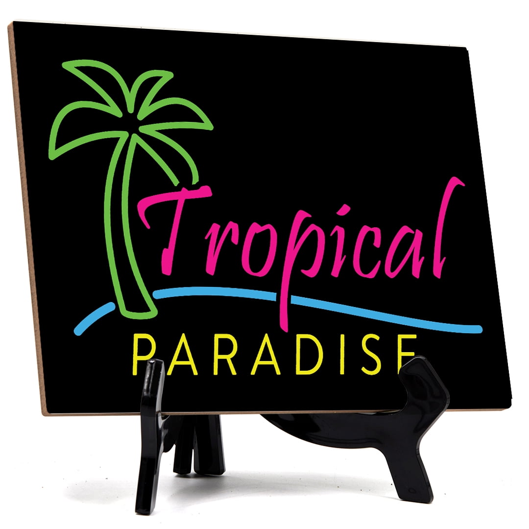 Signs ByLITA Tropical Paradise Table Sign with Acrylic Stand (6x8 ...