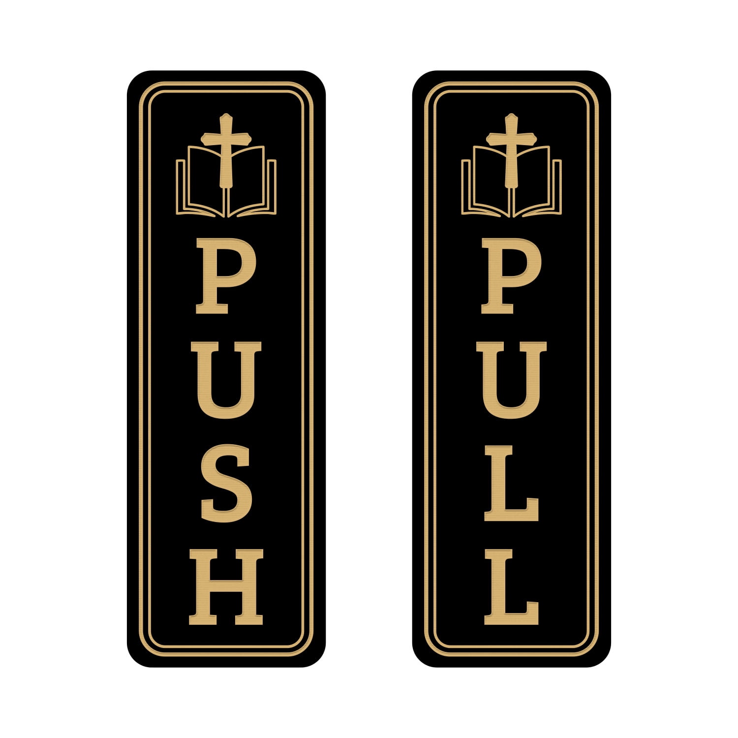 Signs ByLITA Vertical Push and Pull Door Signs (Bible and Cross) Door ...