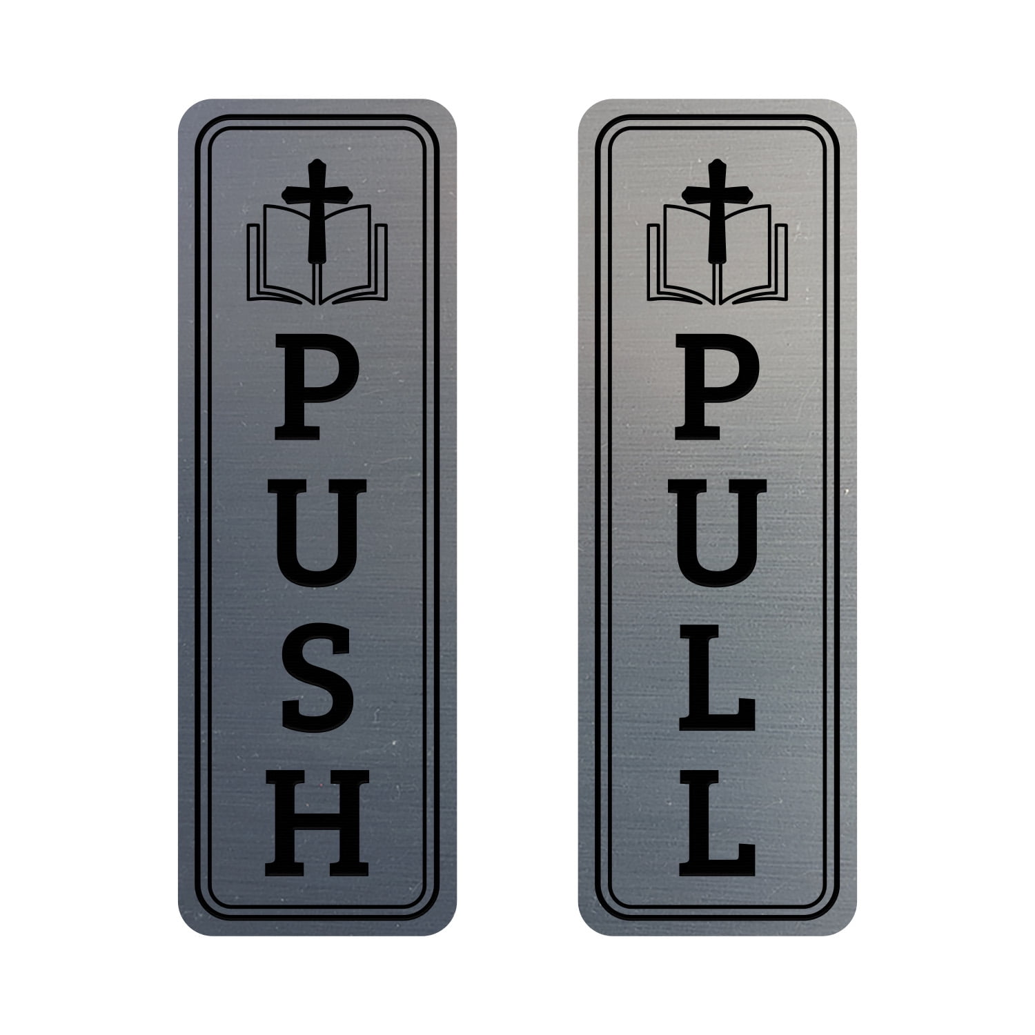 Signs ByLITA Vertical Push and Pull Door Signs (Bible and Cross) Door ...