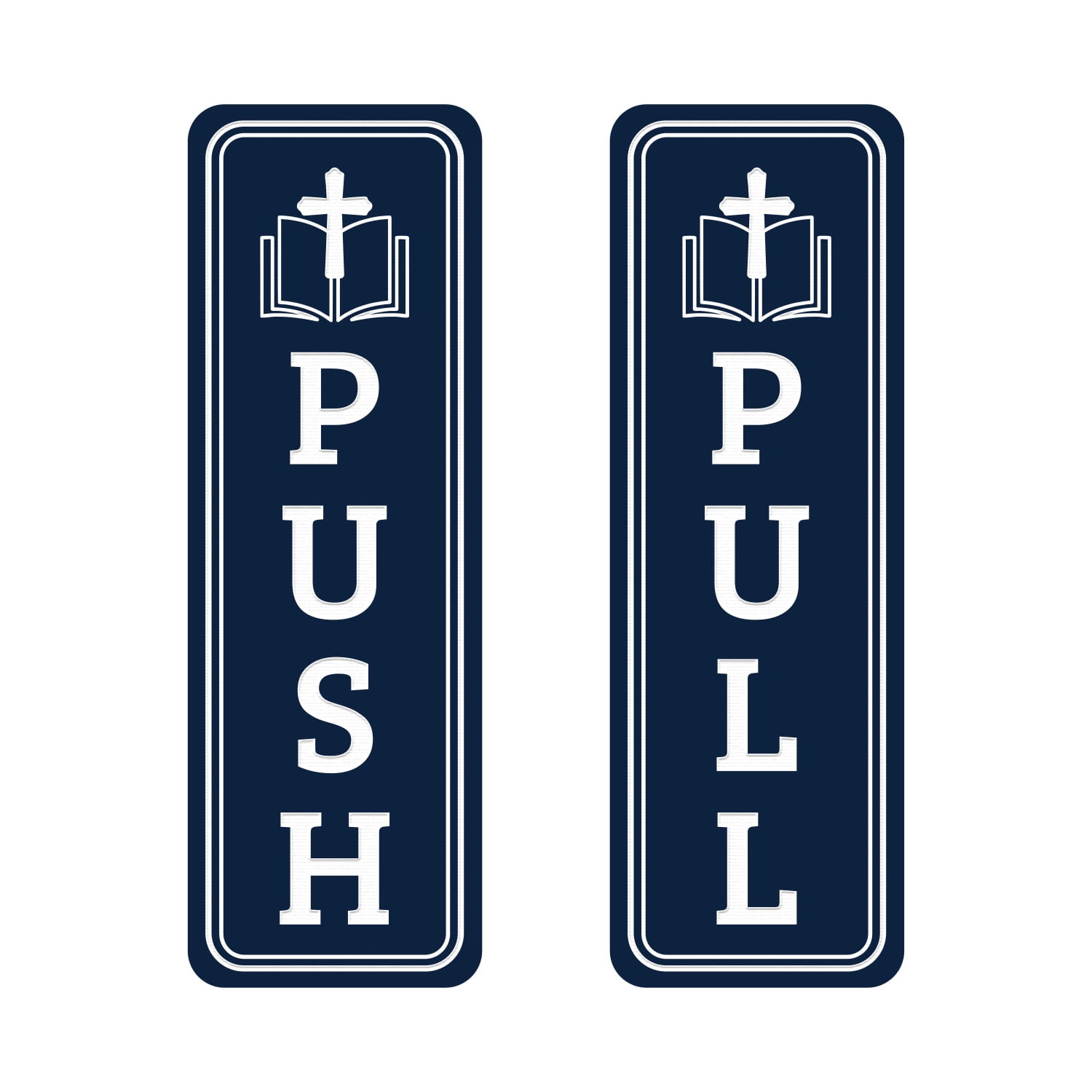 Signs ByLITA Vertical Push and Pull Door Signs (Bible and Cross) Door ...