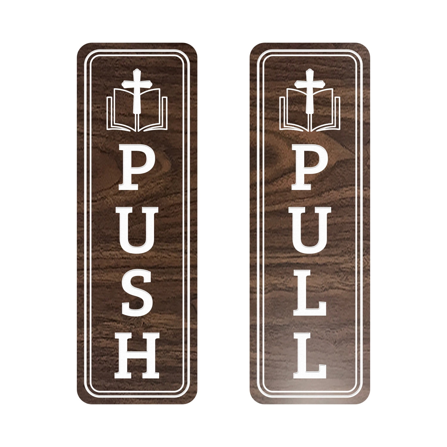 Signs ByLITA Vertical Push and Pull Door Signs (Bible and Cross) Door ...