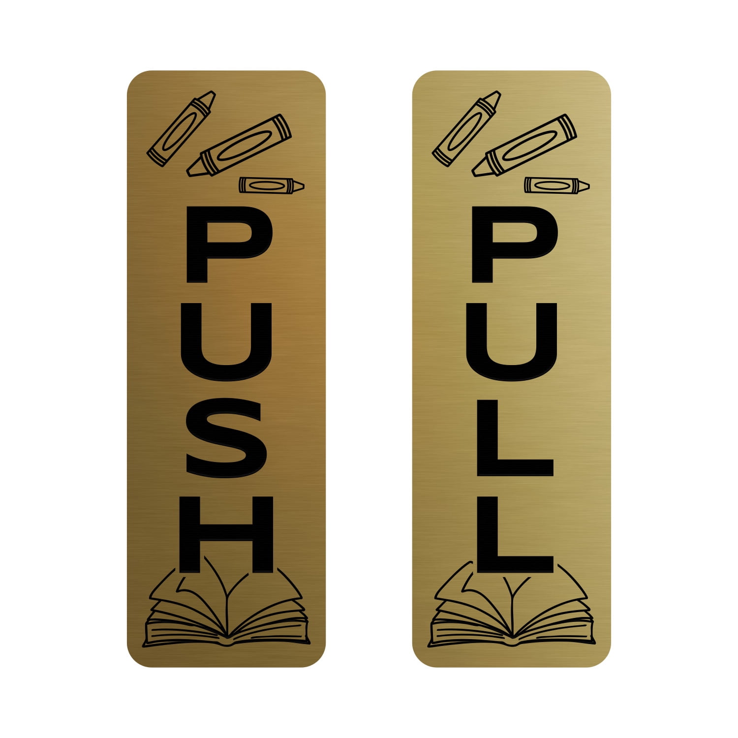 Signs ByLITA Vertical Push and Pull Door Signs (Books and Pens) Door ...