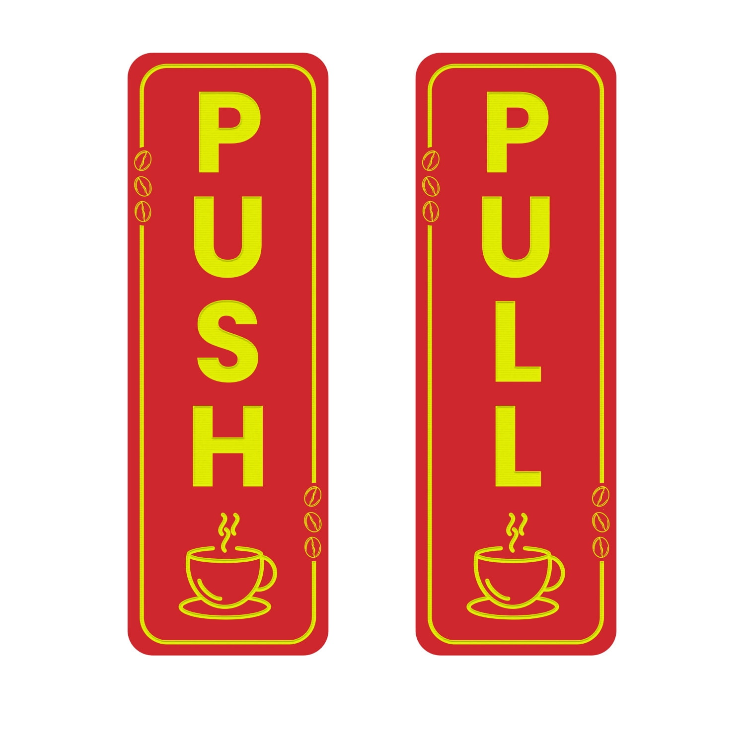 Signs ByLITA Vertical Push and Pull Door Signs (Coffee Cups) Door Sign ...