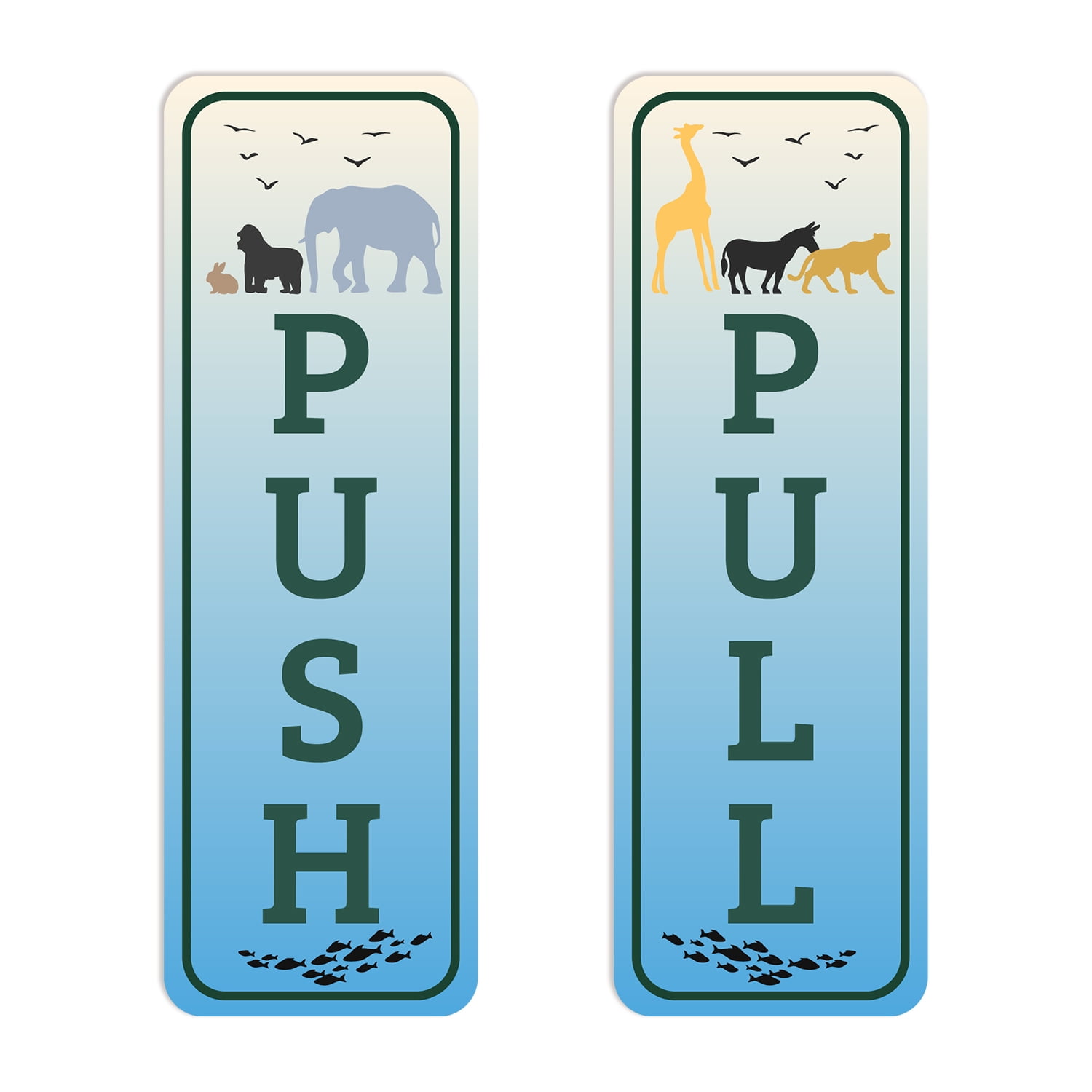 Signs ByLITA Vertical Push and Pull Door Signs (Cute Jungle and Safari ...