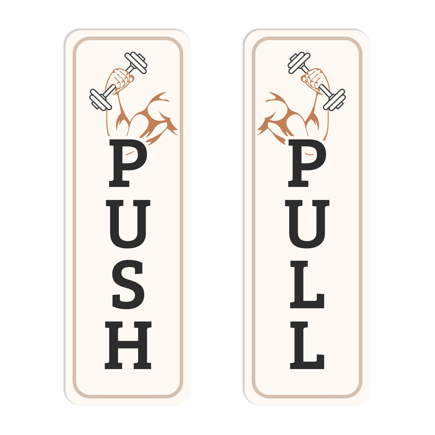 Signs ByLITA Vertical Push and Pull Door Signs (Dumbbell Weight Design ...