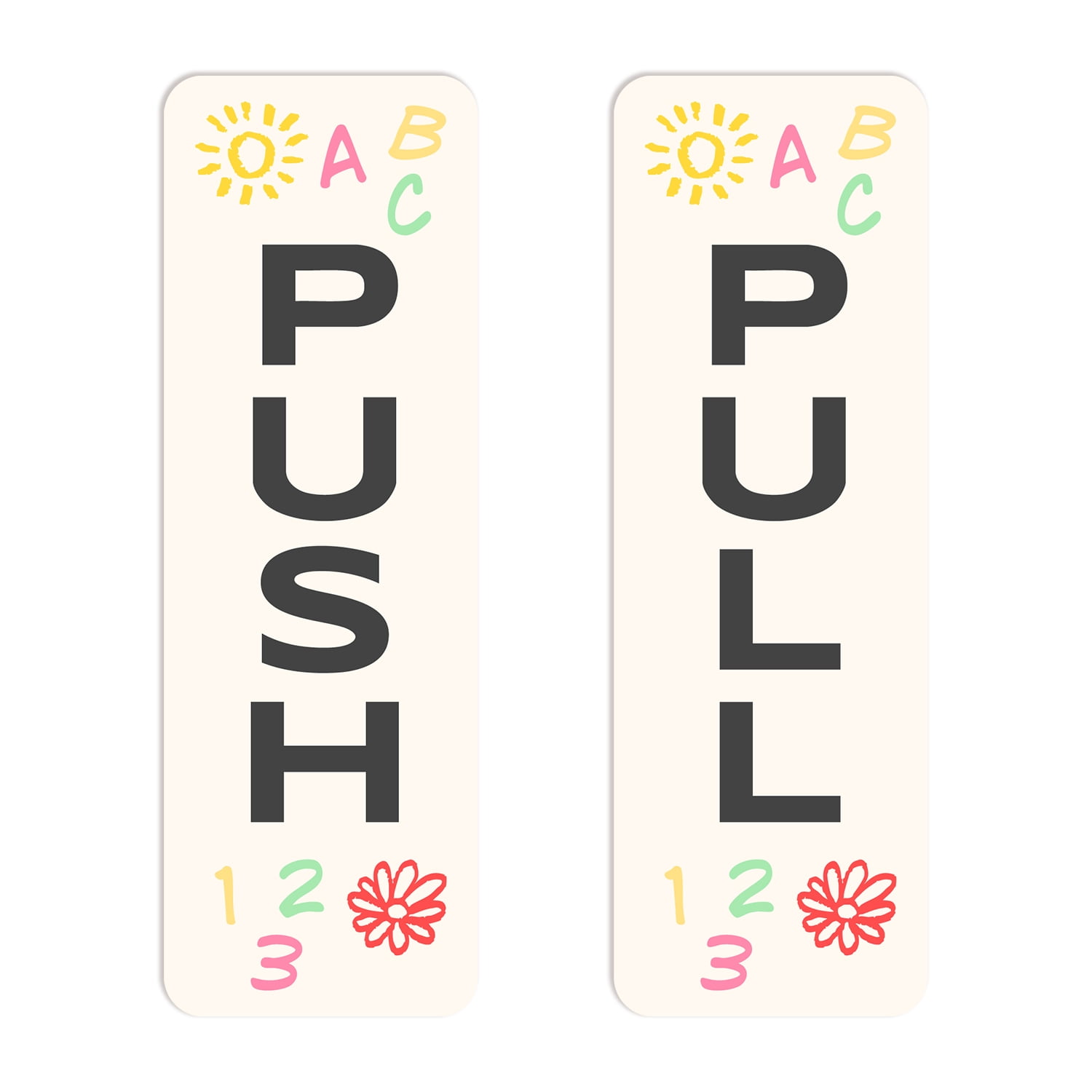 Signs ByLITA Vertical Push and Pull Door Signs (Kindergarten ABC 123 ...