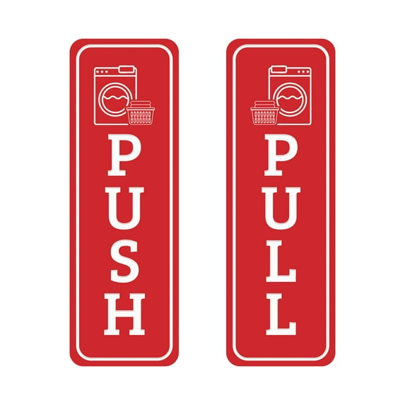 Signs ByLITA Vertical Push and Pull Door Signs (Laundromat) Door Sign ...