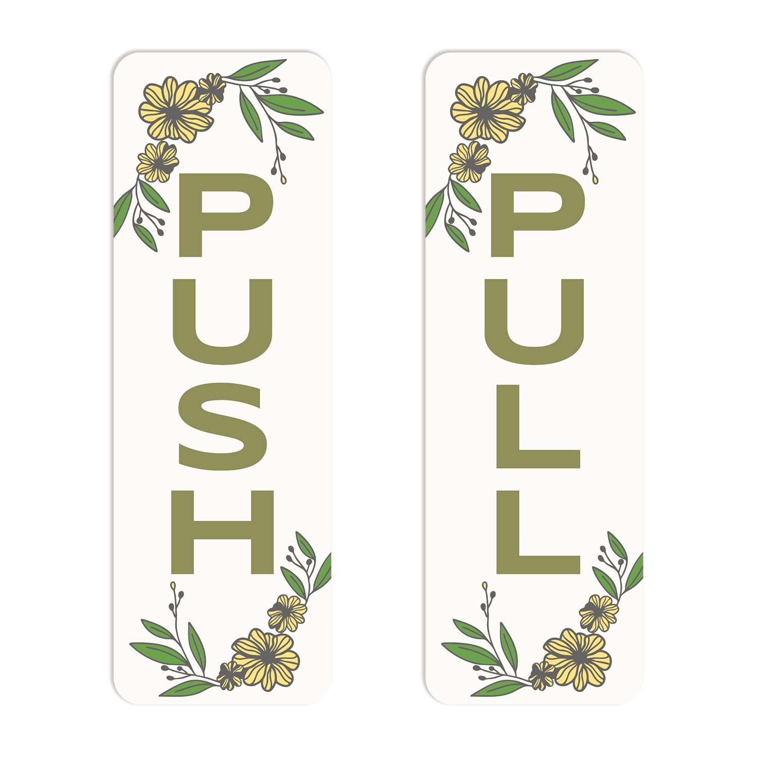 Signs ByLITA Vertical Push and Pull Door Signs (Natural Foliage Floral ...