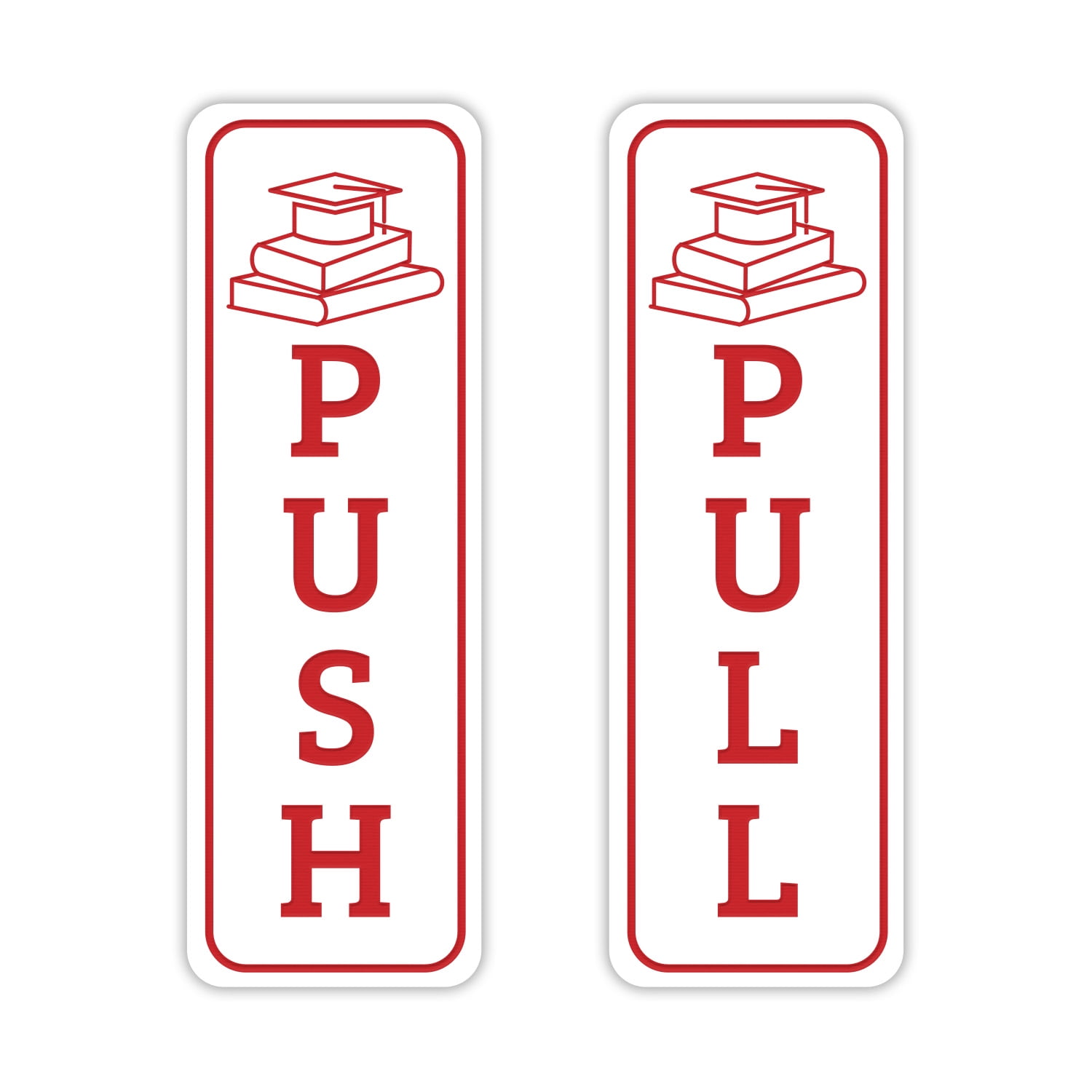 Signs ByLITA Vertical Push and Pull Door Signs (School Books) Door Sign (White / Red ) - Small ...