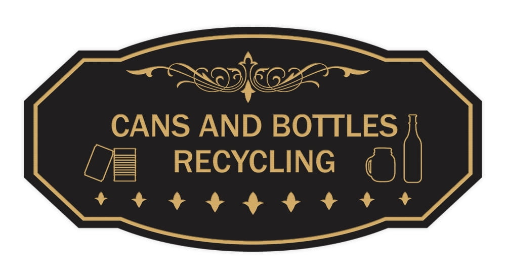 Signs ByLITA Victorian Cans and Bottles Recycling Sign (Black /Gold ...