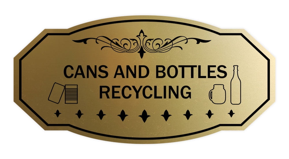 Signs ByLITA Victorian Cans and Bottles Recycling Sign (Brushed Gold ...