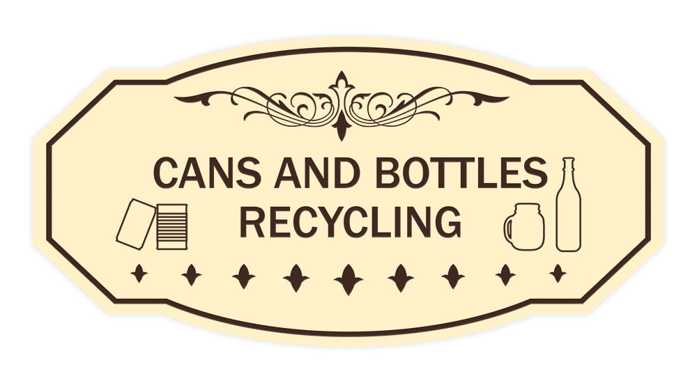 Signs ByLITA Victorian Cans and Bottles Recycling Sign (Ivory/Dark ...