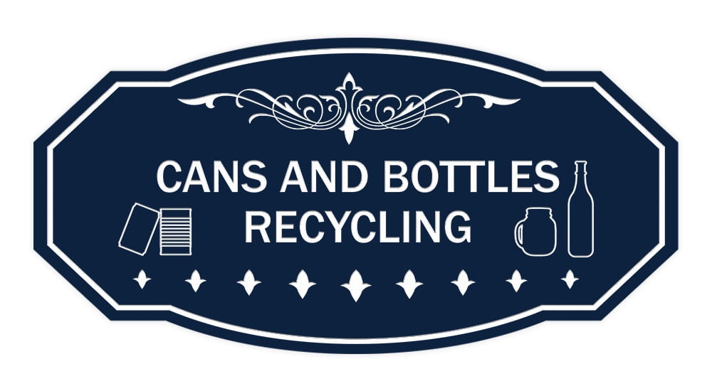 Signs ByLITA Victorian Cans and Bottles Recycling Sign (Navy Blue ...