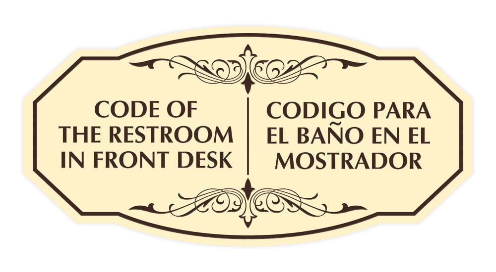 Signs ByLITA Victorian Code Of The Restroom In Front Desk/ Codigo Para ...