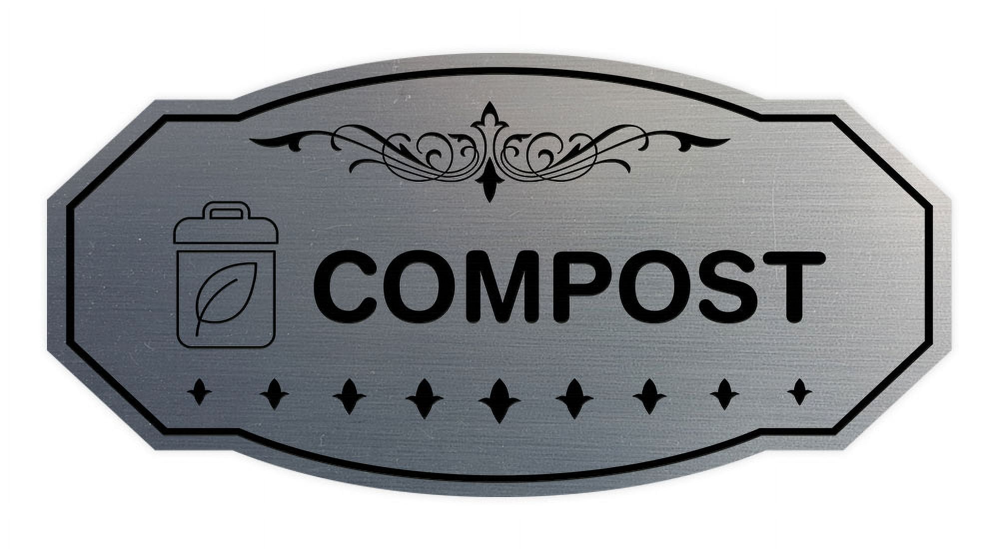 Signs ByLITA Victorian Compost Sign (Brushed Silver) - Small - Walmart.com