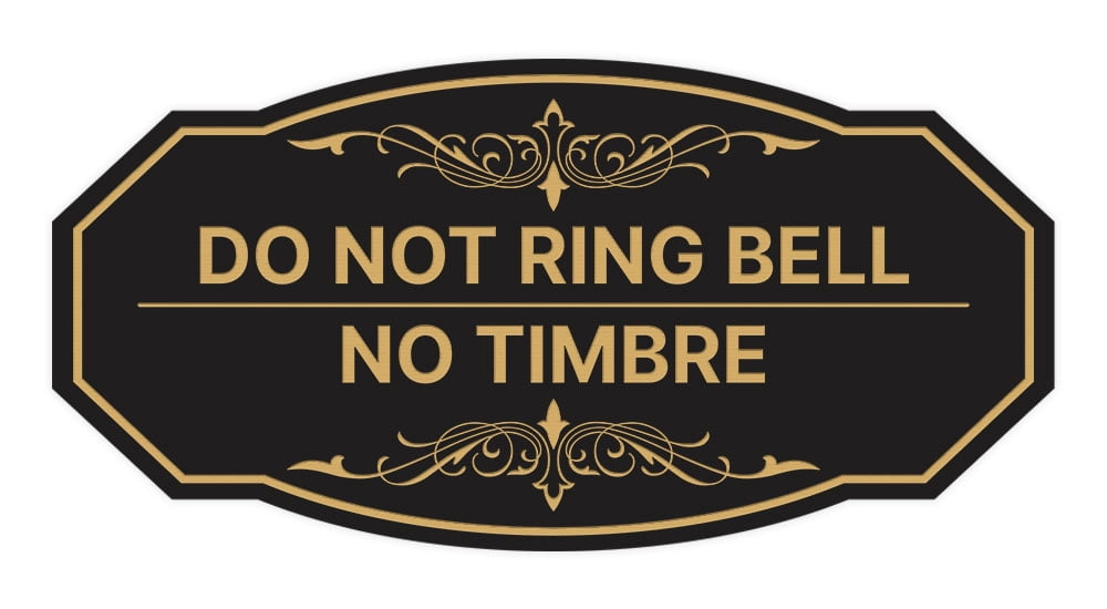Signs ByLITA Victorian Do not Ring Bell/No timbre Bilingual Sign (Black ...