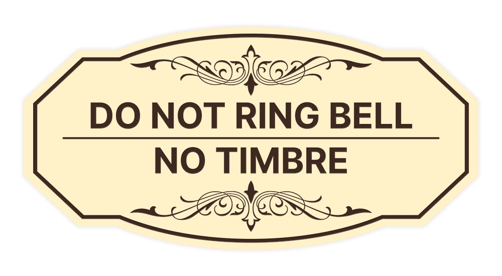 Signs ByLITA Victorian Do not Ring Bell/No timbre Bilingual Sign (Ivory ...