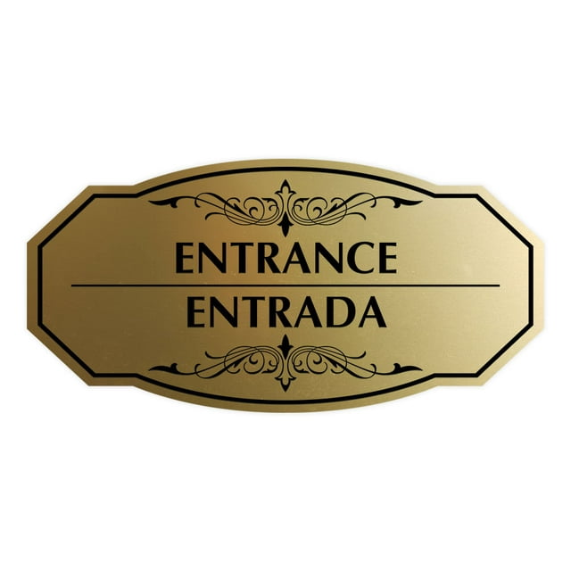 Signs ByLITA Victorian Entrance-Entrada Bilingual Sign (Brushed Gold ...