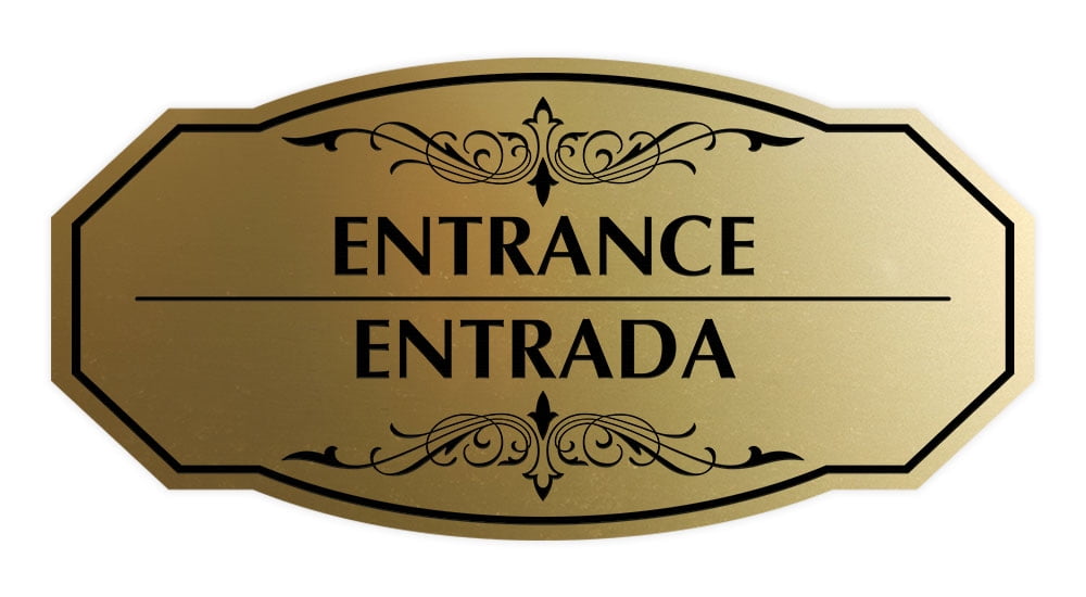 Signs ByLITA Victorian Entrance-Entrada Bilingual Sign (Brushed Gold ...