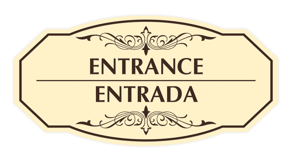 Signs ByLITA Victorian Entrance-Entrada Bilingual Sign (Ivory/Dark ...