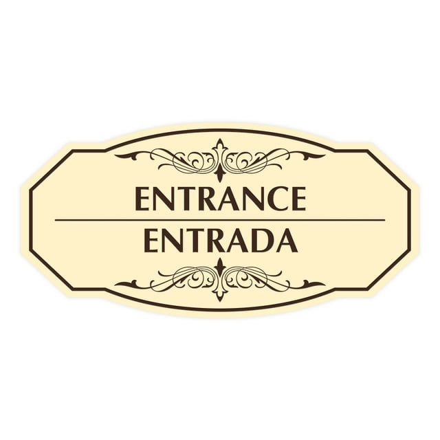 Signs ByLITA Victorian Entrance-Entrada Bilingual Sign (Ivory/Dark ...