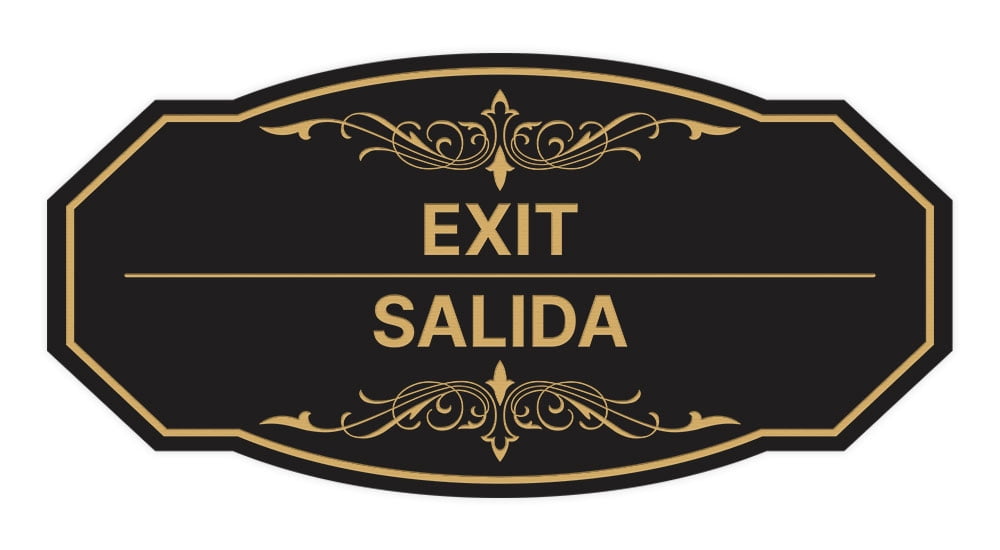 Signs ByLITA Victorian Exit/Salida Bilingual Sign (Black Gold) - Large ...