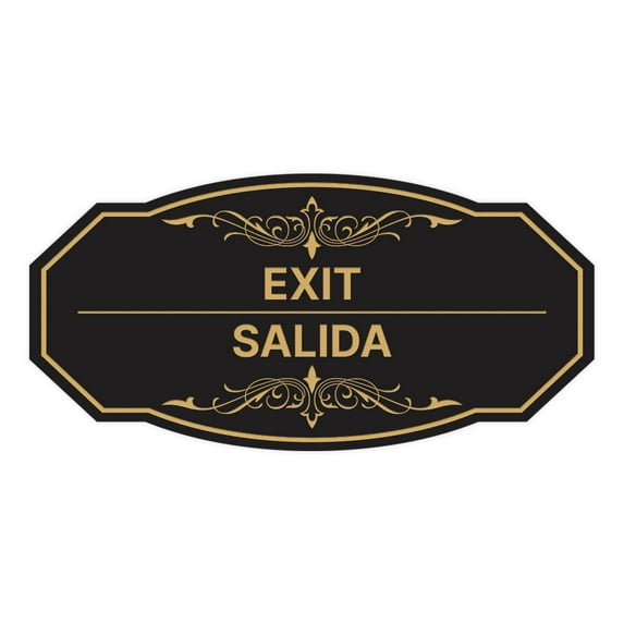 Signs ByLITA Victorian Exit/Salida Bilingual Sign (Black Gold) - Large ...