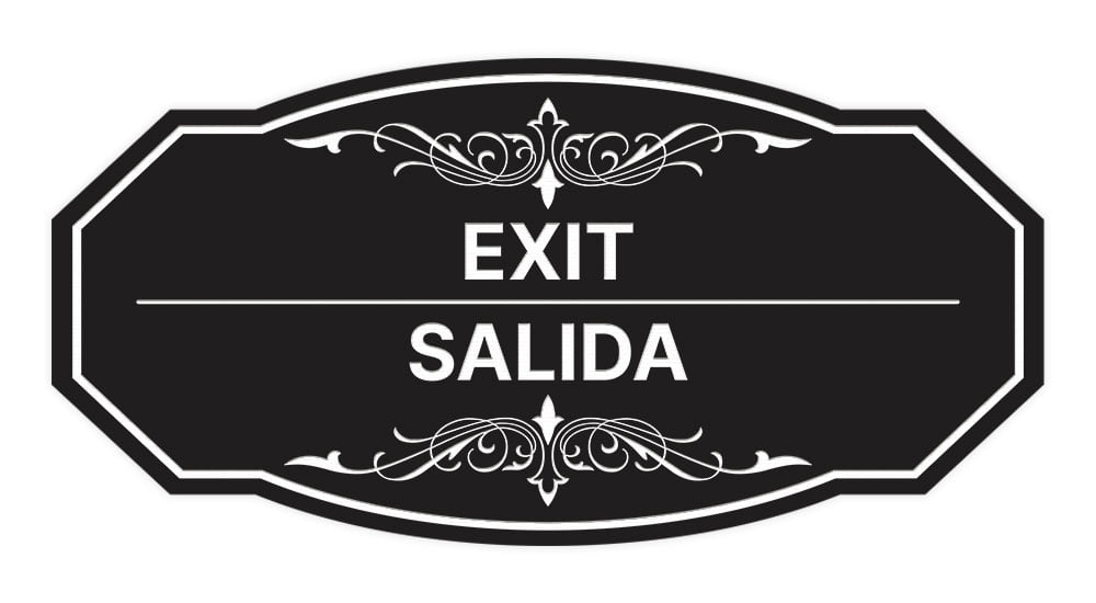 Signs ByLITA Victorian Exit/Salida Bilingual Sign (Black) - Small ...