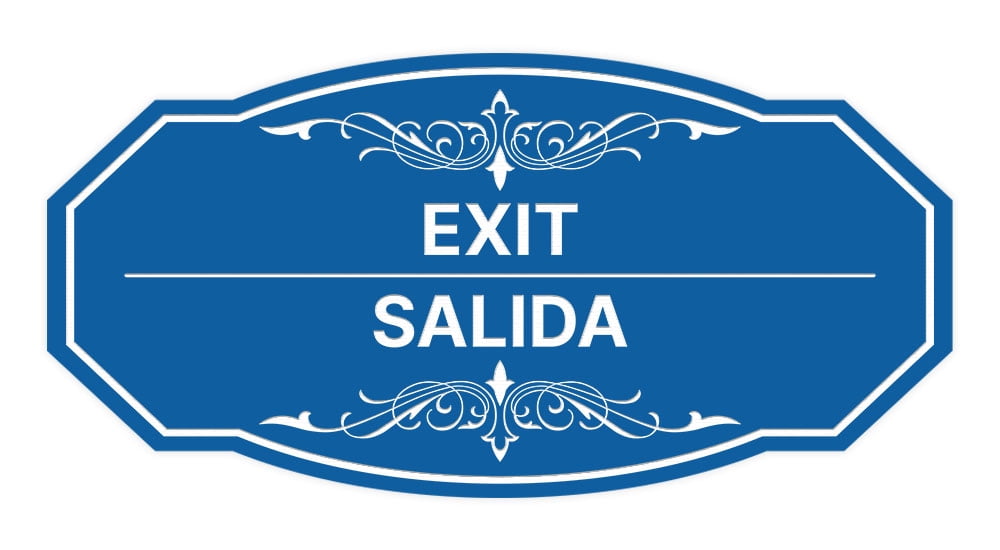 Signs ByLITA Victorian Exit/Salida Bilingual Sign (Blue) - Large ...